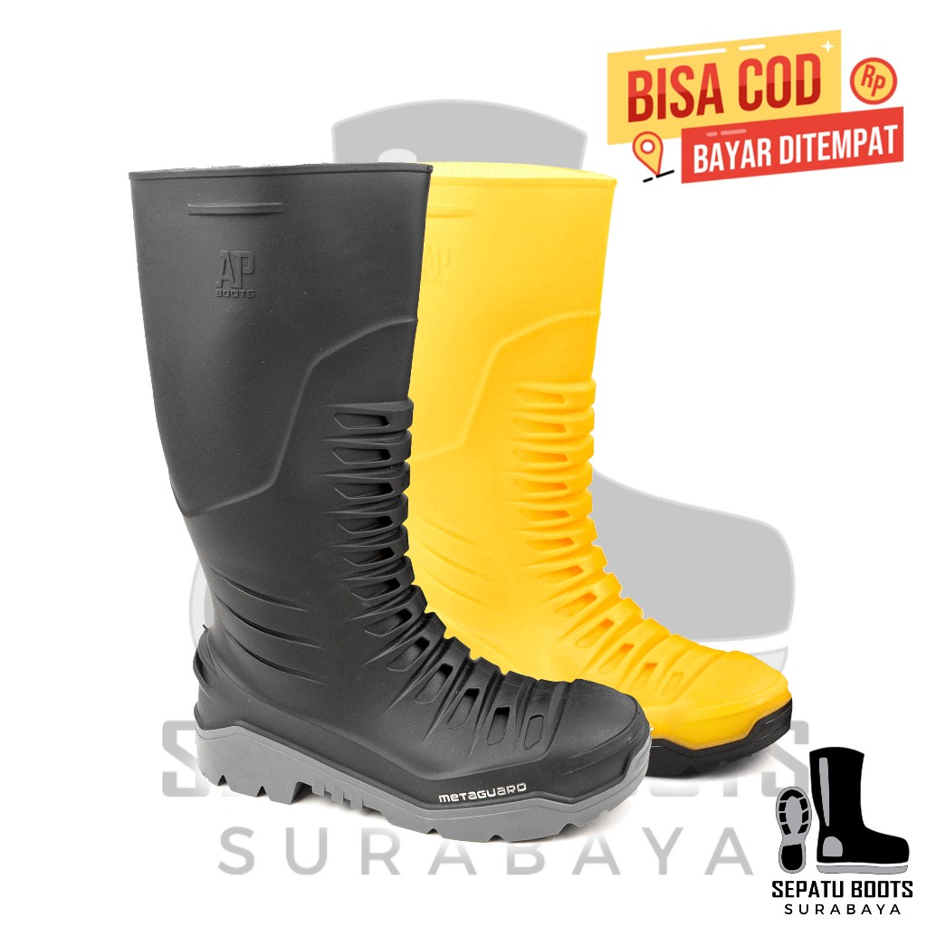 Jual Sepatu Boot SAFETY Tinggi Metaguard Kuning Hitam AP Boots Toe Cap ...