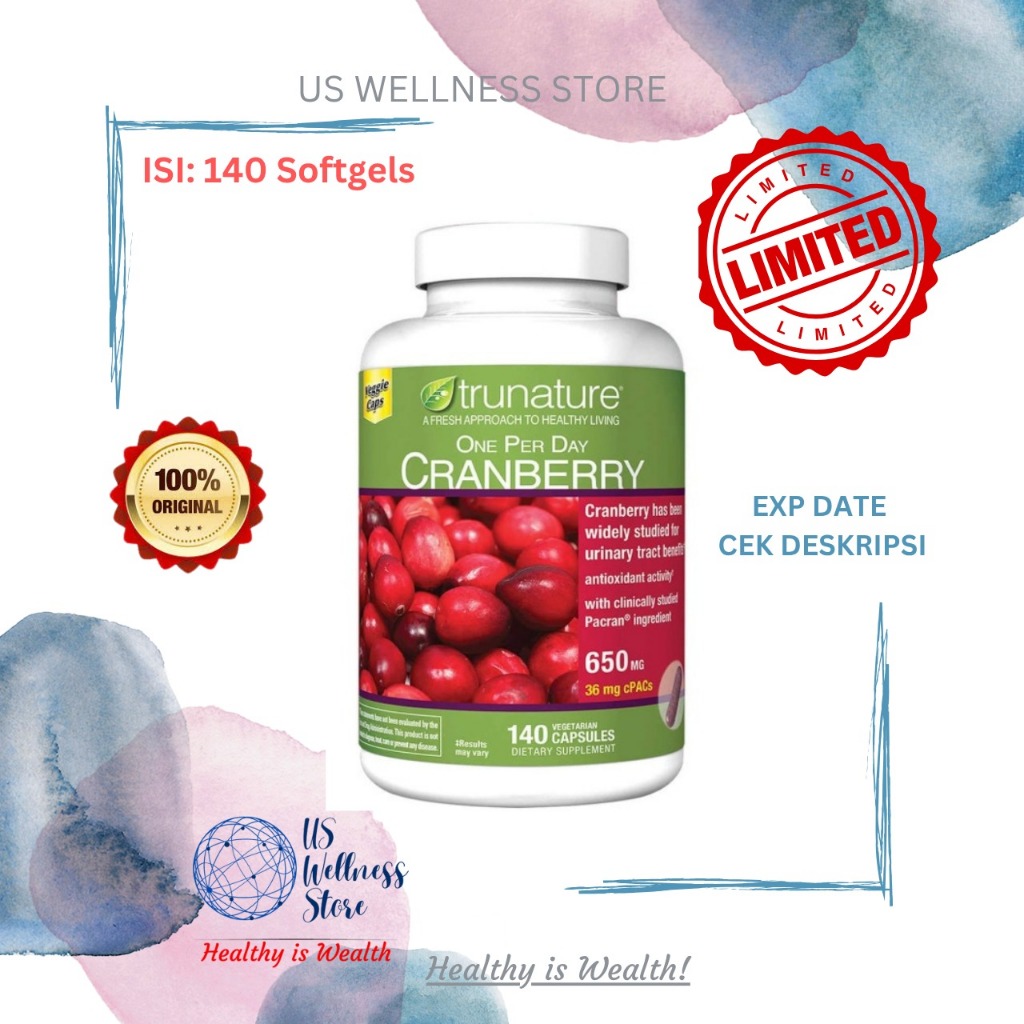 Jual (100% Original) Trunature - Cranberry 650 Mg (140 Capsules) exp ...