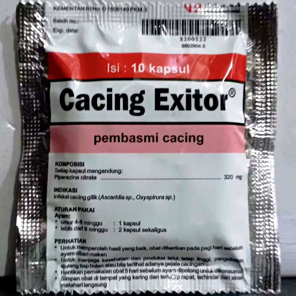 Jual cacing exitor 1 sachet isi 10 kapsul obat cacing untuk ayam dan ...
