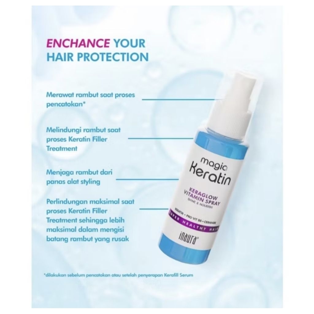 Jual inaura magic keratin keraglow vitamin spray shine & nourish 100ml ...