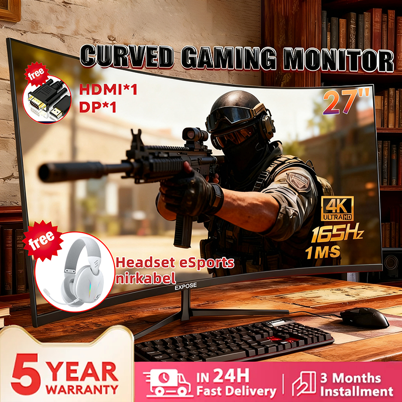 Jual Curved/Flat Monitor PC 24-27 Inch With Speaker 165HZ 1080P LED ...
