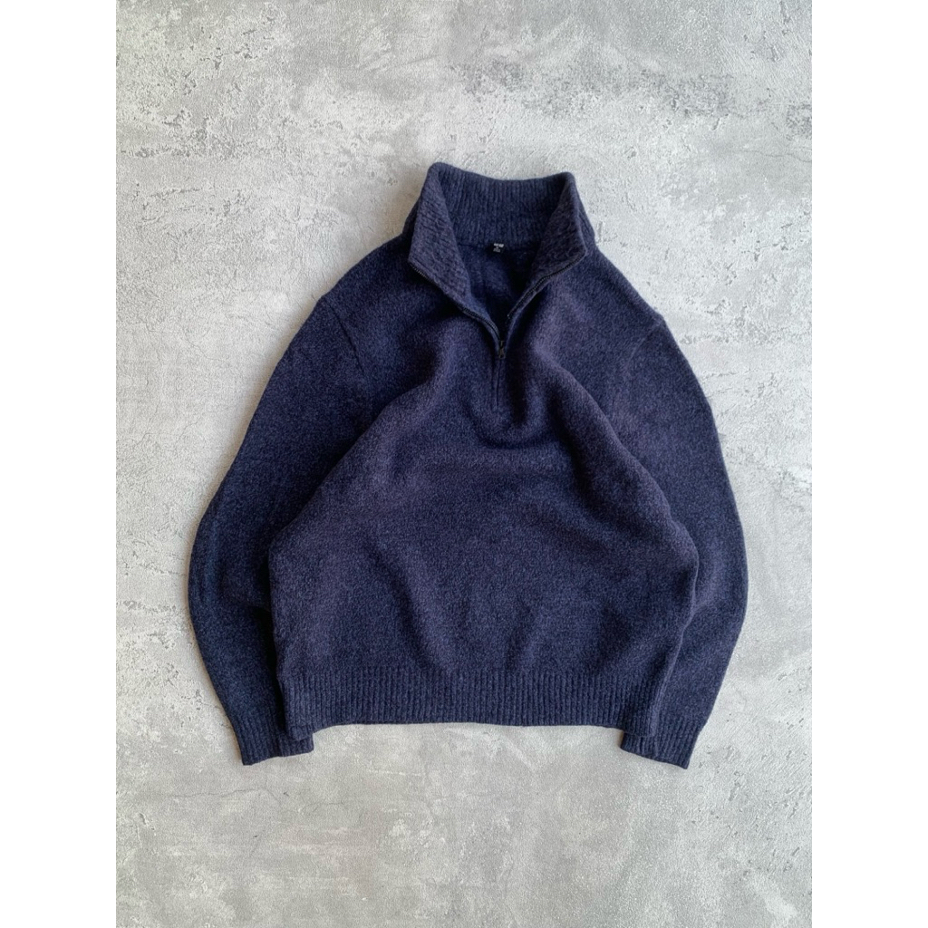 Jual Knitwear vintage basic half zipper grandpa sweater jumpers clean ...