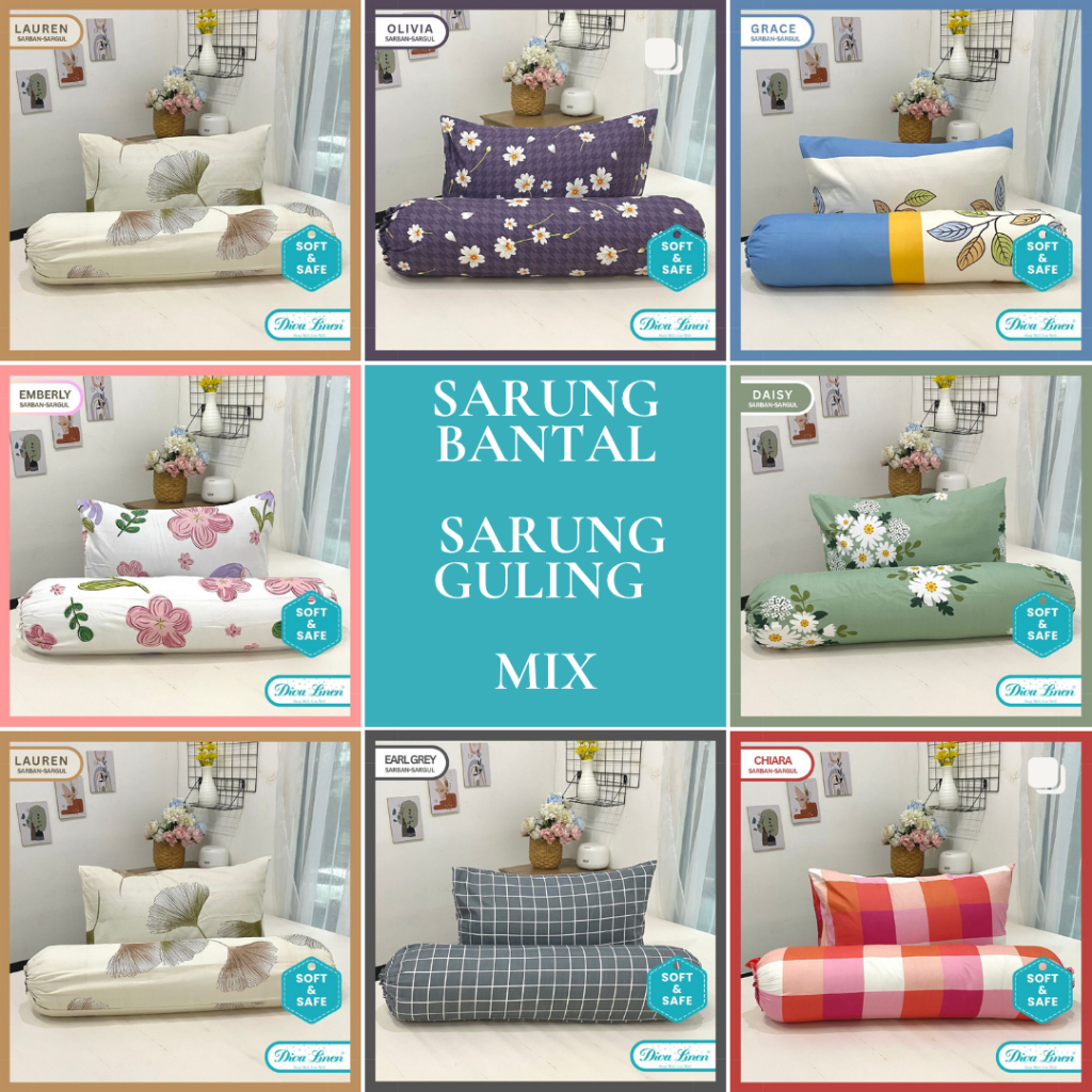 Jual Diva Linen Sarung Bantal & Sarung Guling - Motif Random | Shopee ...