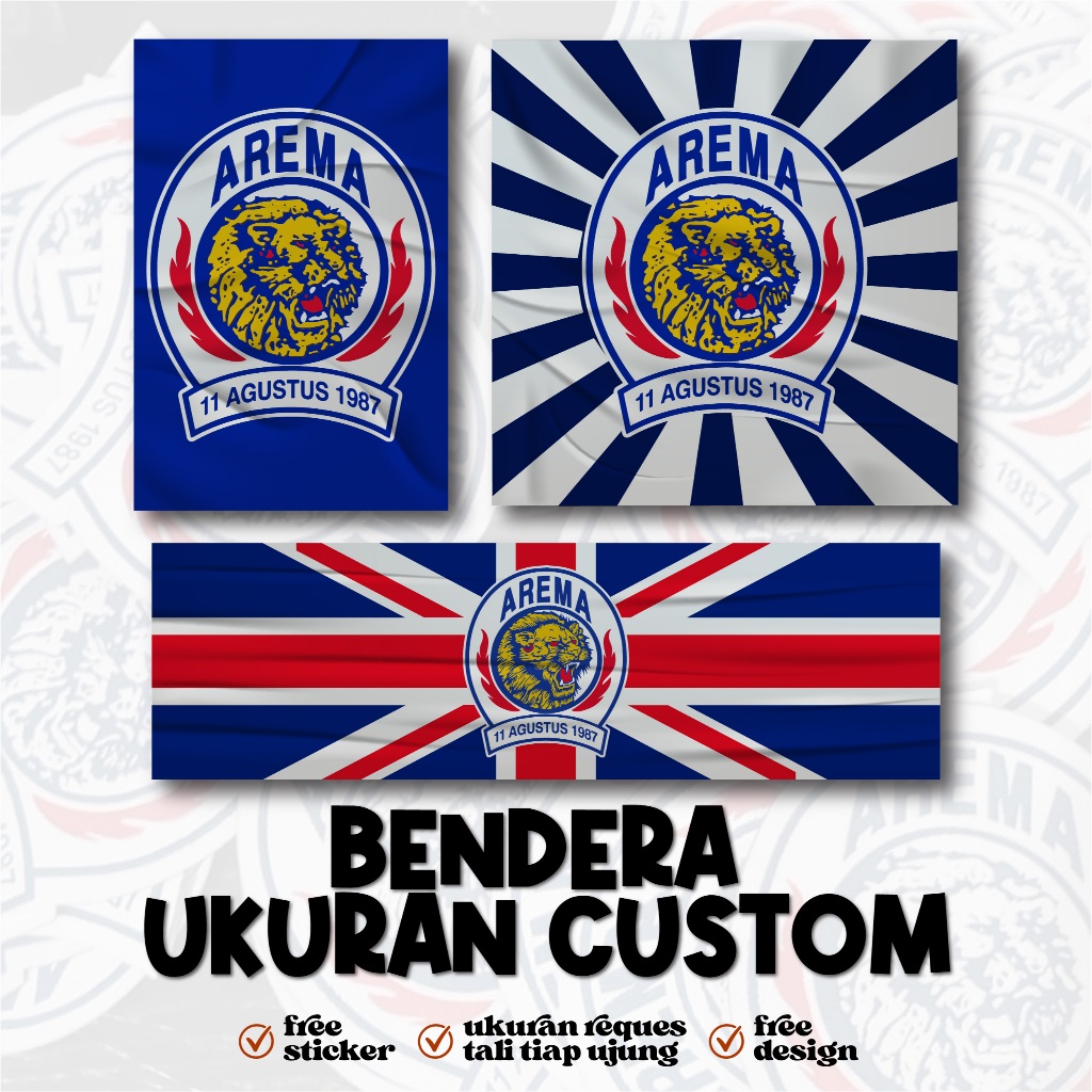 Jual Bendera Handflag Arema Singa Bertindik Poly request ukuran ...