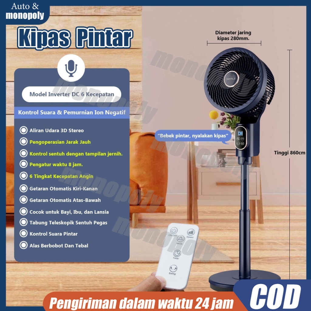 Jual Voice control Kipas Angin/Kipas Lantai/Auto Swing 180° Kipas ...