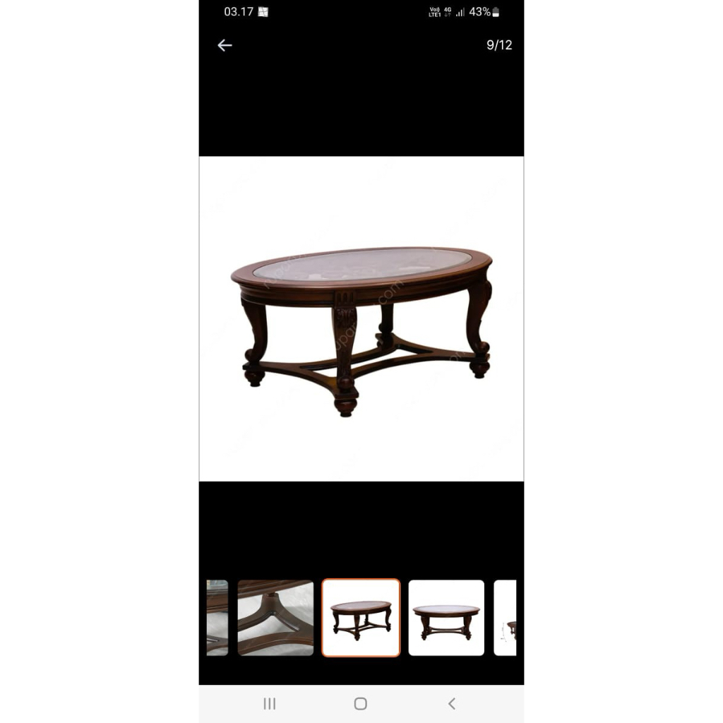 Jual MEJA TAMU KLASIK KAYU JATI OVAL 110x70 | Shopee Indonesia