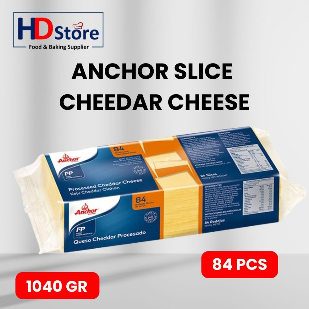 Jual ANCHOR RED CHEDDAR CHEESE KEJU BURGER SLICE 84 - 1 KG | Shopee ...