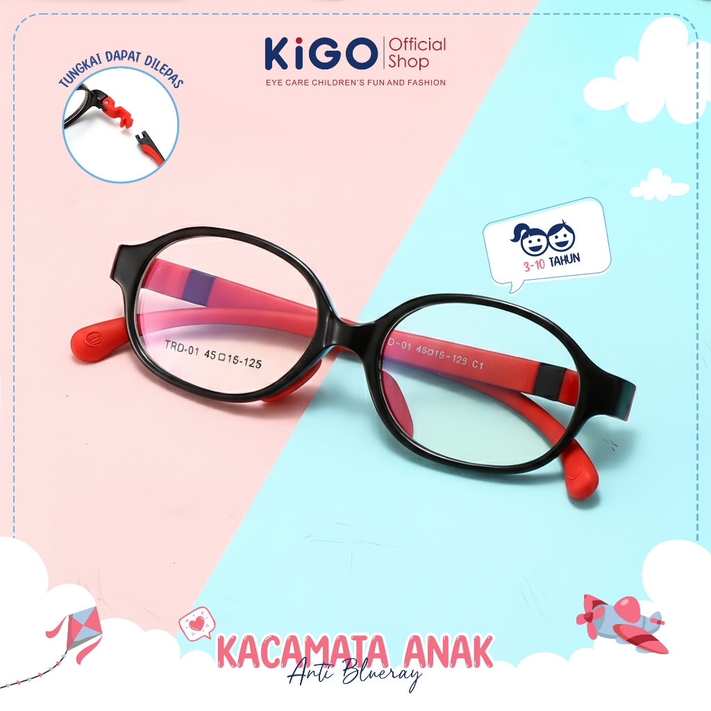Jual KIGO Kacamata Anak Antiradiasi Blueray Photocromic Myopia Oval ...