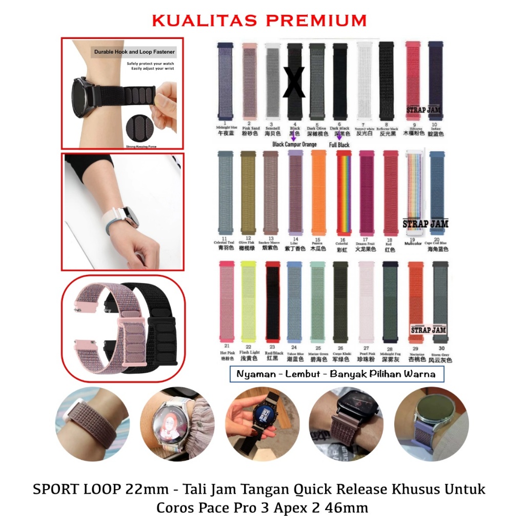Jual Sport Loop Strap 22mm Coros Pace Pro 3 Apex 2 46mm - Tali Jam ...