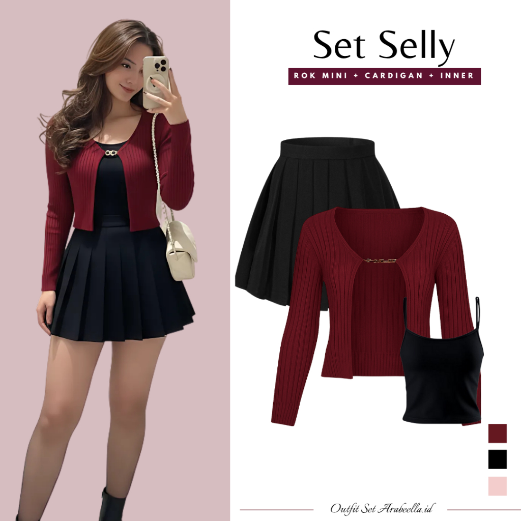 Jual Setelan Wanita Selly ( Rok Mini + Cardigan Diana + Tanktop ) One ...