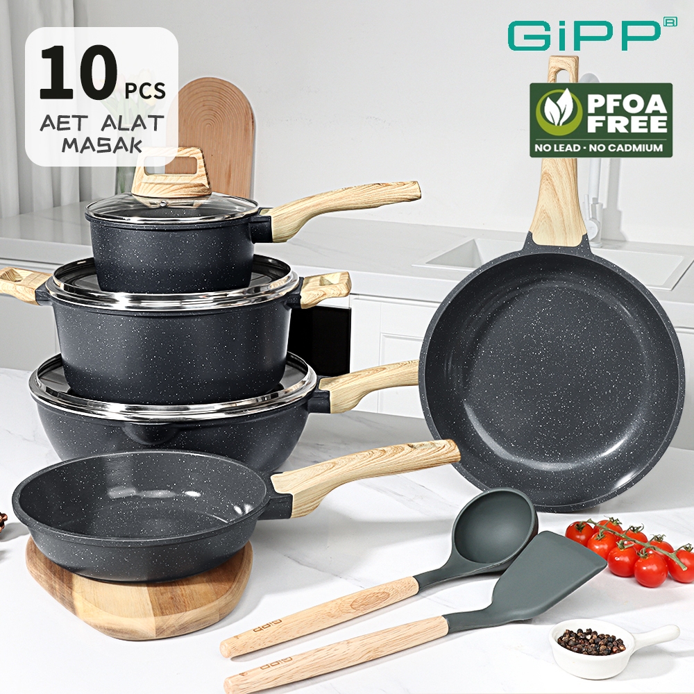 Jual GiPP Set Peralatan Masak Dapur 10 PCS Pelapis keramik Anti Lengket ...