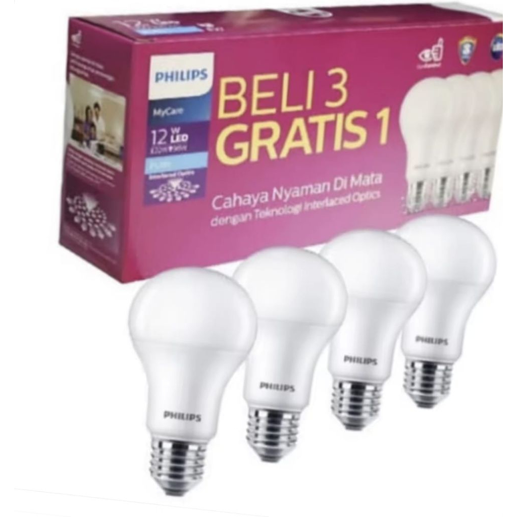 Jual BARU..LAMPU LED PHILIPS 12 WATT ISI 4PCS Multipack MyCare Bulb 12w ...
