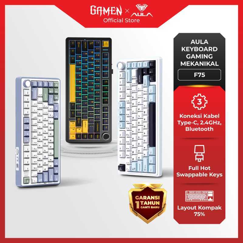 Jual AULA F75 Keyboard Gaming Mechanical Wireless, Linear Switch ...