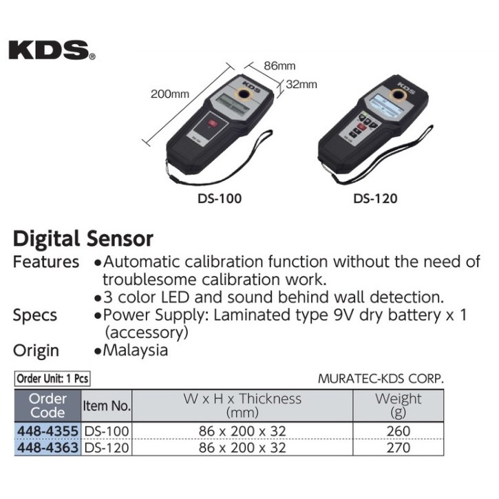 Jual KDS Digital Sensor 120 For Detecting Metal, Electrical Wires, and ...