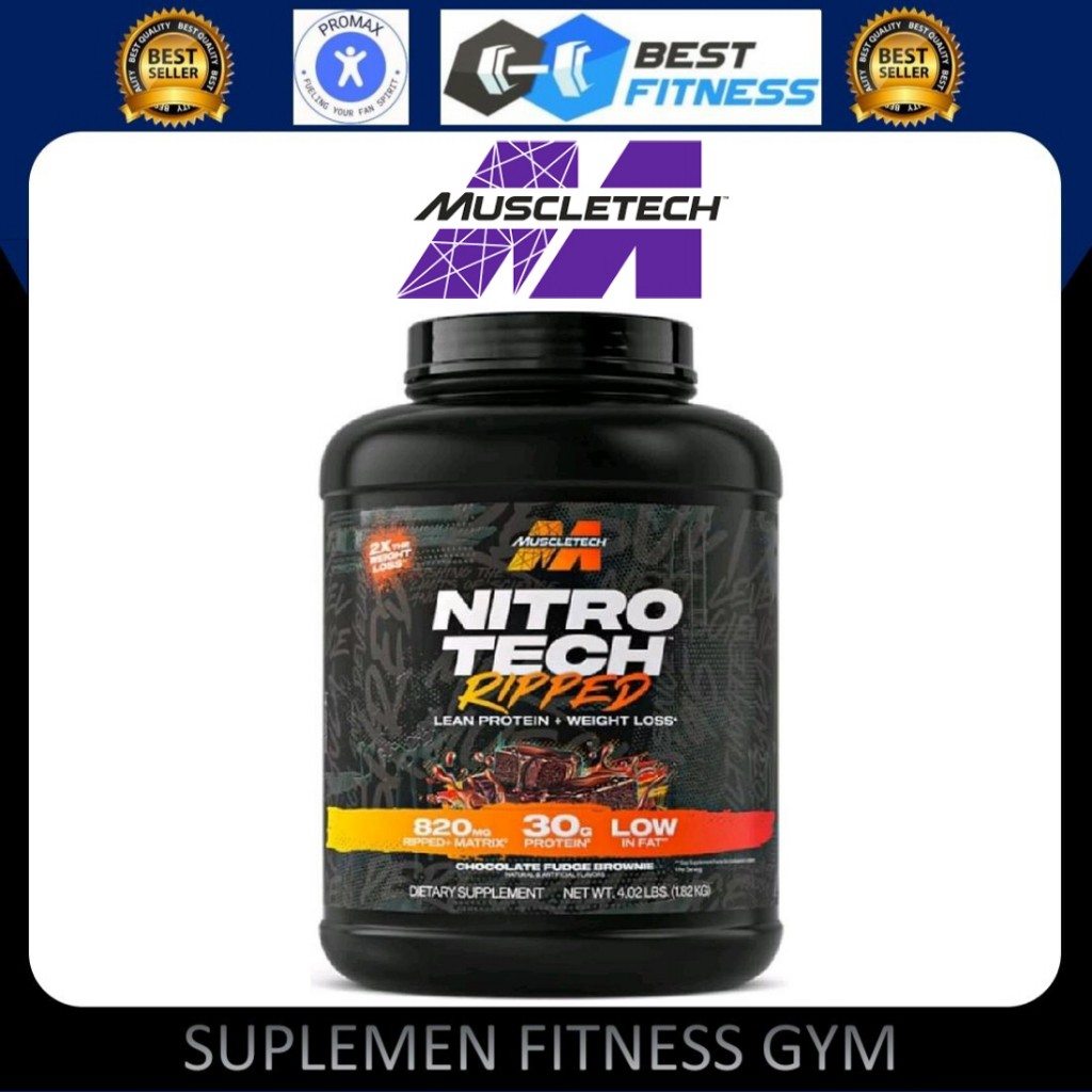 Jual Muscletech 4 lbs Nitrotech Ripped 4lb lean Whey Protein with fat ...