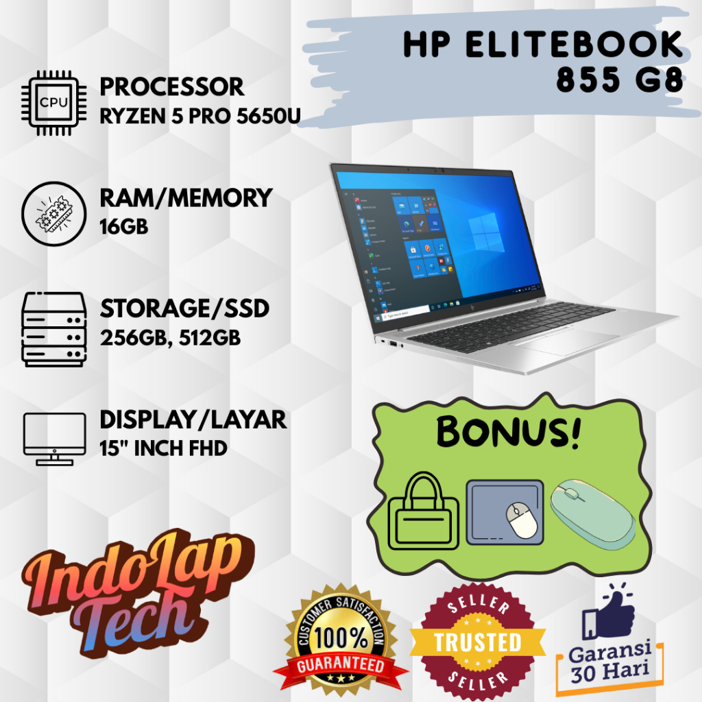 Jual HP EliteBook 855 G7/G8 AMD Ryzen 5 PRO 4650U/5650U Layar 15 Inch ...