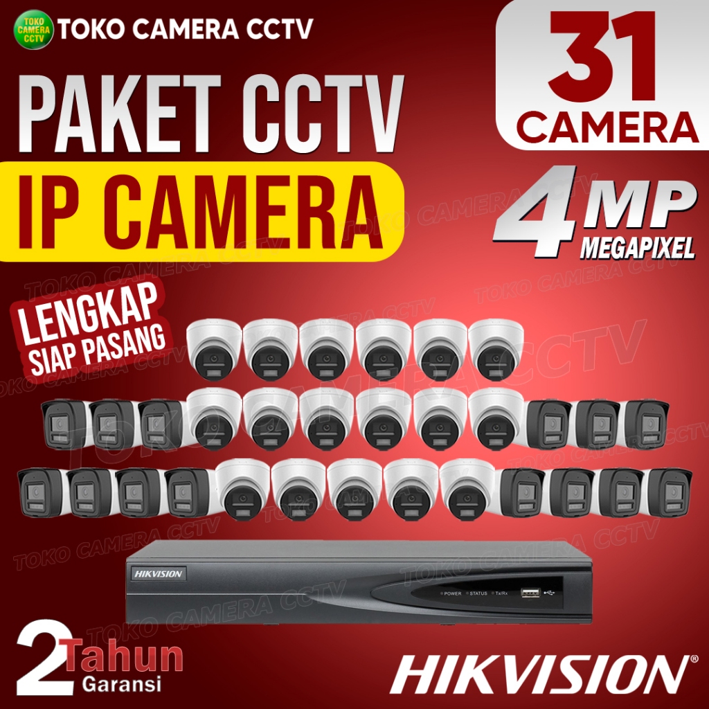 Jual PAKET CCTV IP CAMERA HIKVISION 4MP 32 CHANNEL 31 KAMERA | Shopee ...