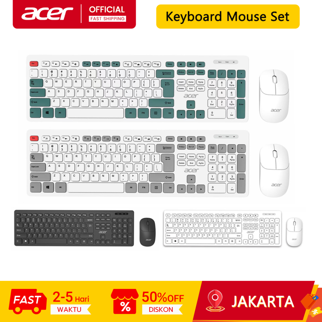 Jual Acer Keyboard Mouse Set Nirkabel OAK920 Koneksi Nirkabel 2.4GHz ...