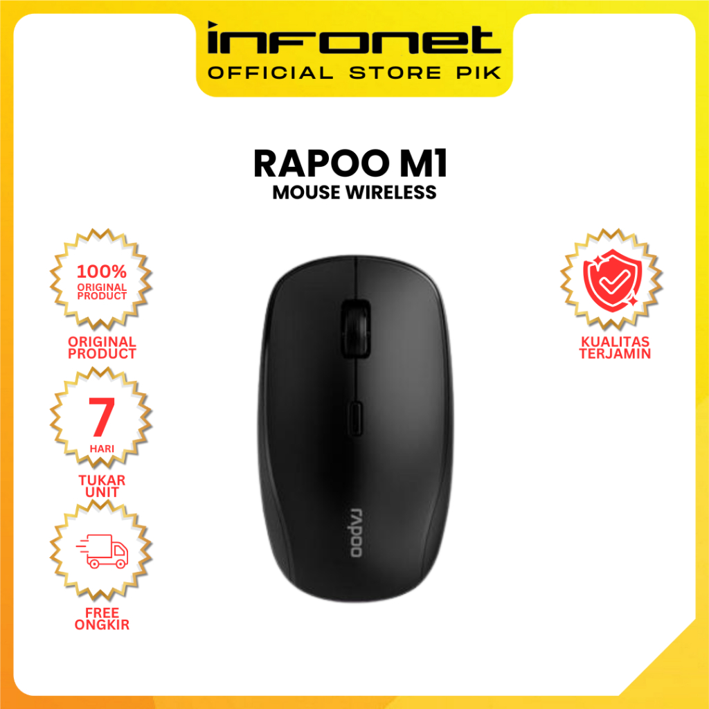 Jual Rapoo Wireless Mouse M1 2.4GHz 1600 DPI Switch Ambidextrous Design ...
