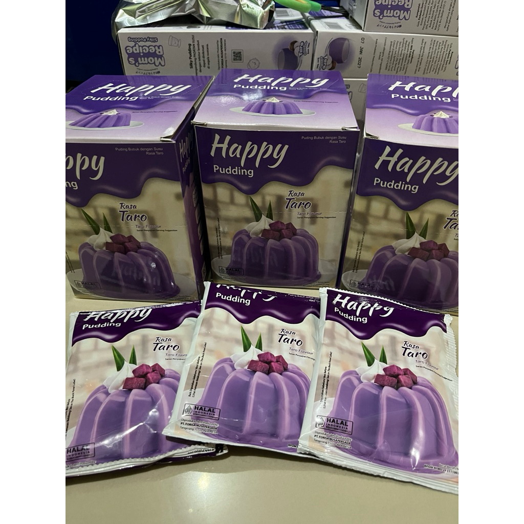 Jual Happy puding kemasan 1 box isi 10 sachet 60gr ,rasa taro | Shopee ...