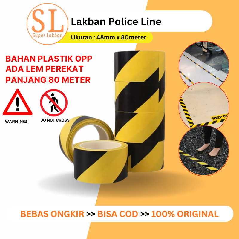 Jual Lakban Police Line Hoki Tape Garis Polisi Hitam Kuning Pembatas ...