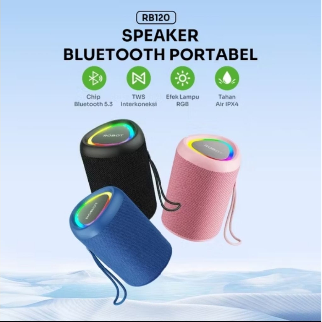 Jual Speaker Robot RB120 Bluetooth 5.3 RGB Waterproof IPX4 1200mAH ...