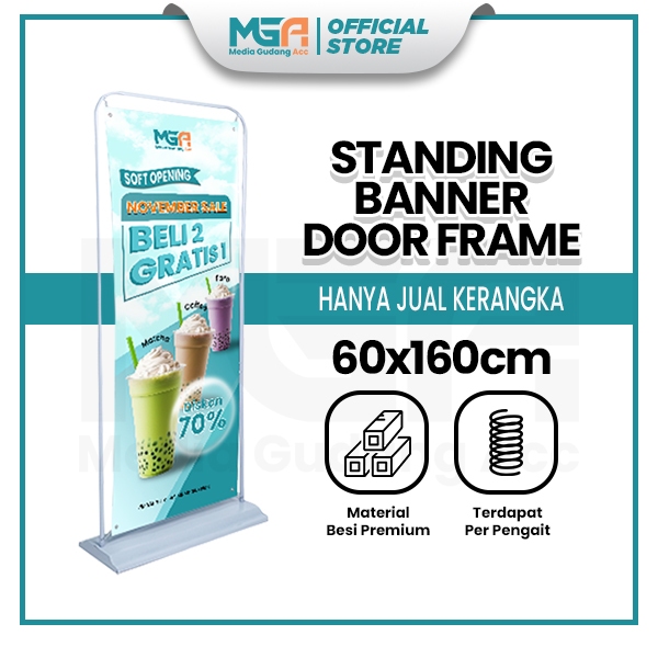 Jual Standing Banner Door Frame 60x160 cm | Stand Tripod Banner Besi ...