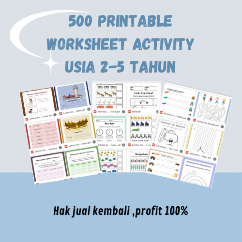 Jual 500+ Halaman Printable Worksheet Anak Usia 2-5 Tahun | Shopee ...