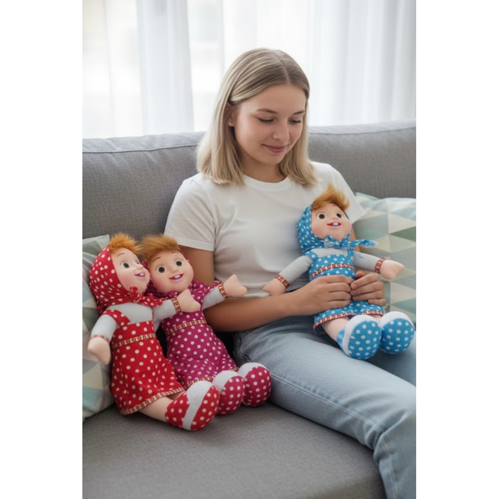 Jual Boneka Masha 45cm Lucu & Menggemaskan Dengan Pilihan Warna Merah ...