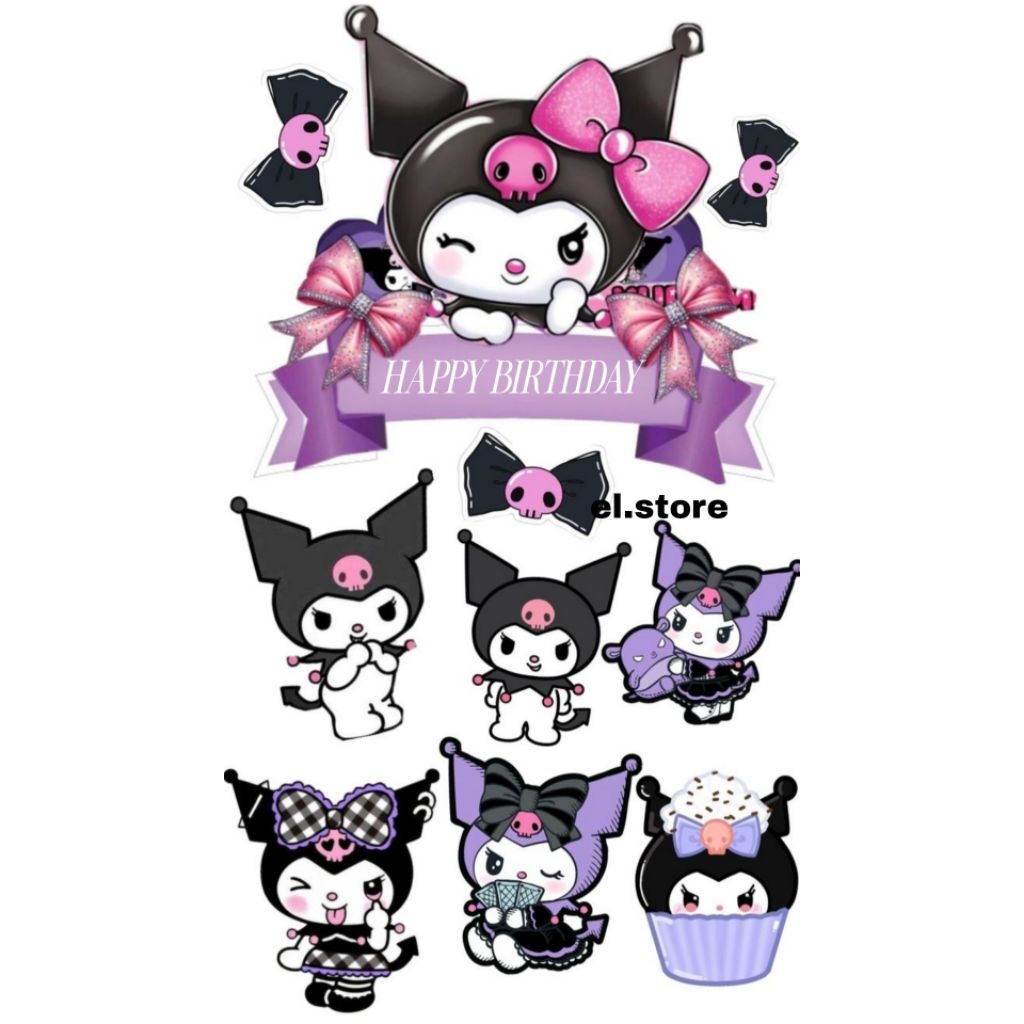 Jual TOPPER KUROMI/TOPPER CUSTOM NAMA KUROMI/TOPPER KUE ULANG TAHUN ...