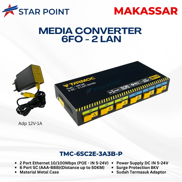 Jual Tarmoc TMC-6SC2E-P Media Converter 6FO 2LAN / 6 FO 2 LAN 10 ...