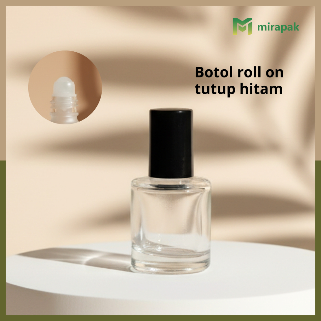 Jual BOTOL ROLL ON 8ML - 10ML BULAT BENING CLEAR - TUTUP HITAM - BOTOL ...