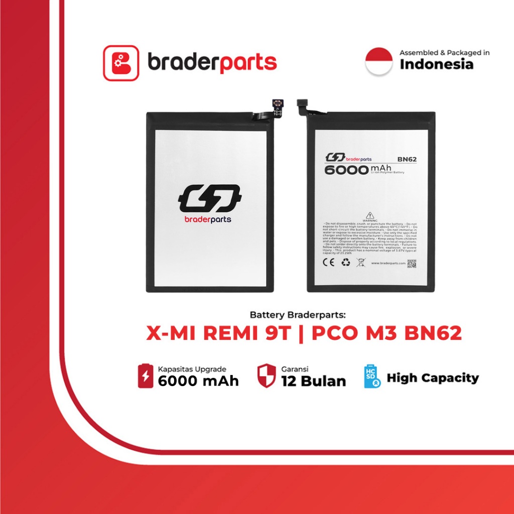 Jual Braderparts Baterai Battery Batre BN62 for Xiaomi Redmi 9T / Poco ...