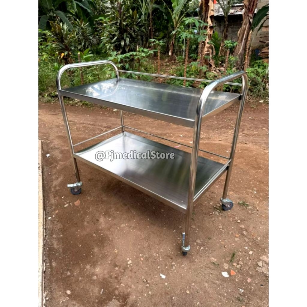 Jual Troli MBG 2 susun stainless steel lebar / Trolley dapur MBG / Meja ...