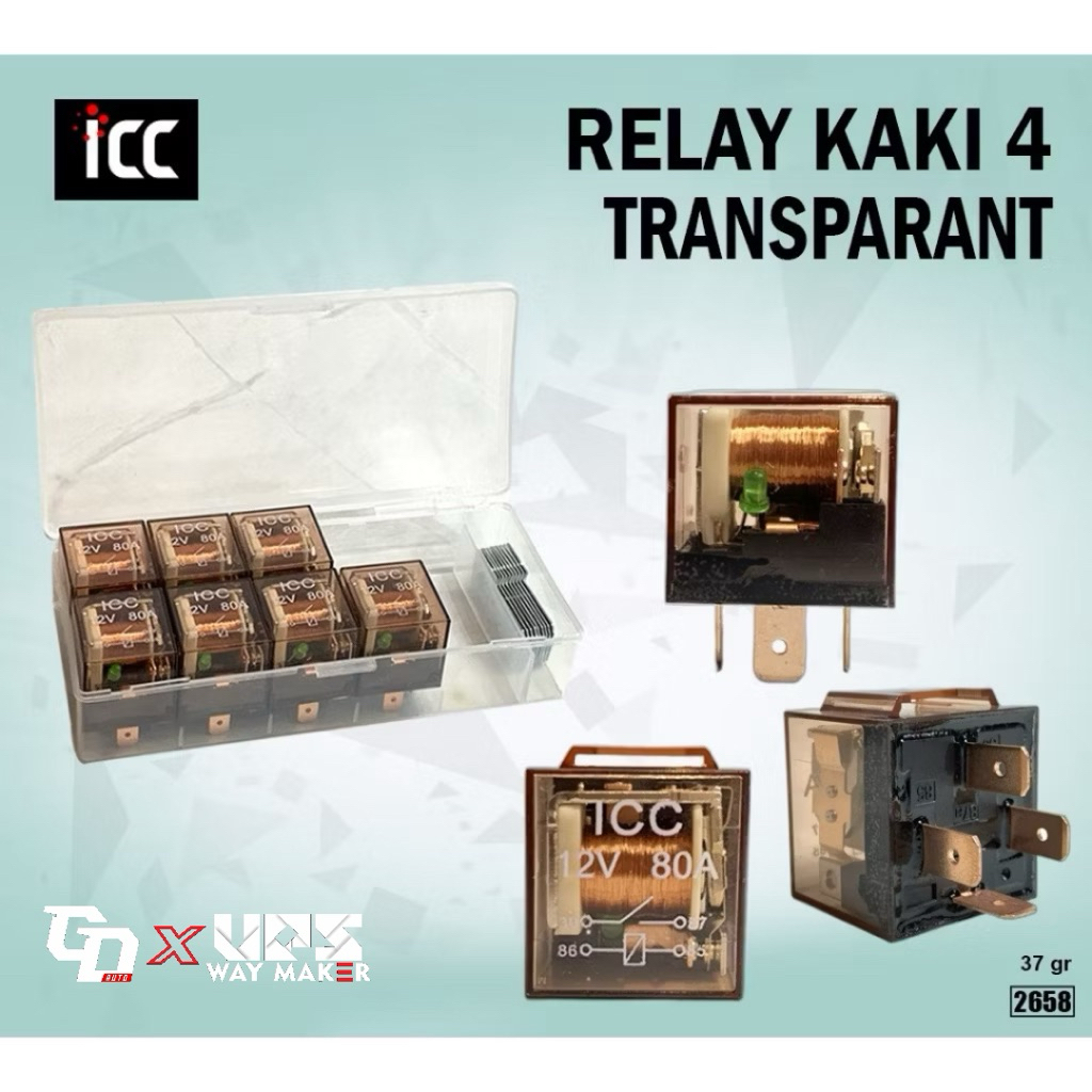 Jual Relay Klakson Transparan Kaki 4 ICC 12V 80A Riley Relay Alarm ...