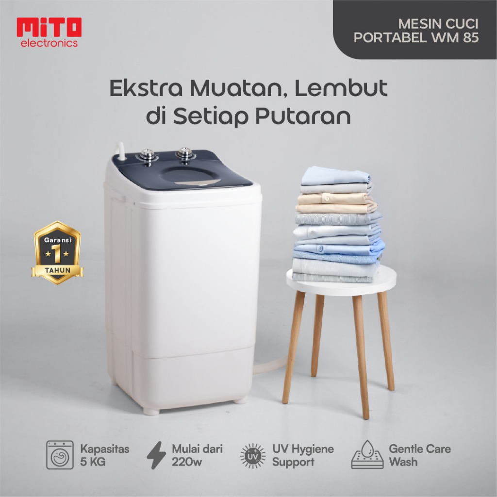 Jual Mito Mesin cuci Portabel WM85 WM 85 WM-85 kapasitas 5 kg 5kg ORIGINAL GARANSI RESM | Shopee ...