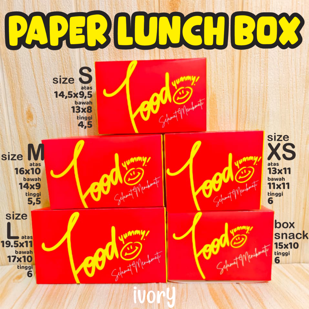 Jual PAPER LUNCH BOX SIZE FOOD YUMMY snack motif full color bahan ivory ...