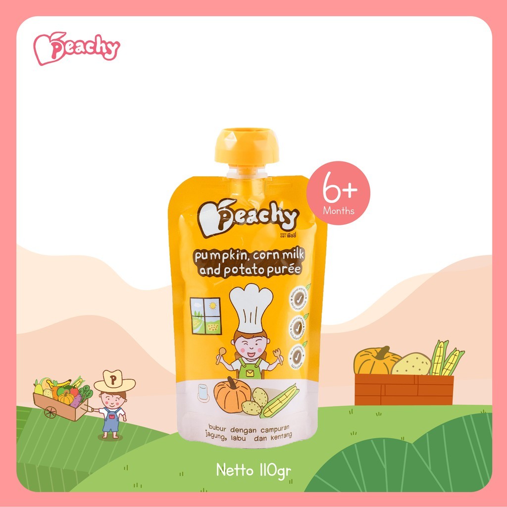 Jual [MPASI 6 BULAN] - Peachy Pumpkin, Corn Milk and Potato Puree 110gr ...