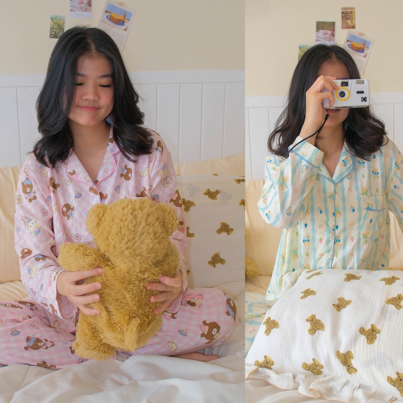 Jual Piama Baju Tidur Bobo Pajamas Lengan Panjang Celana Panjang Bahan ...