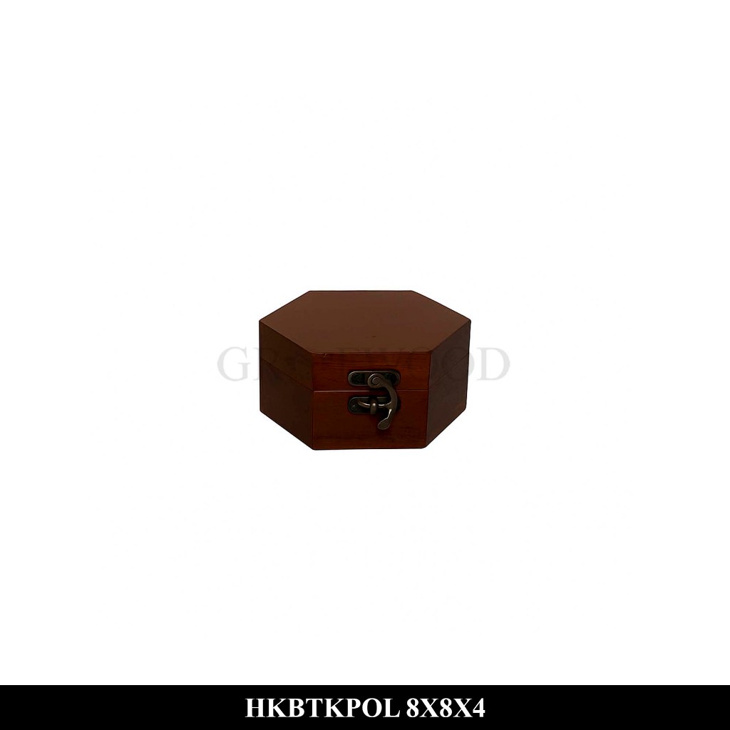 Jual HKBTKPOL 8X8X4 Box Kayu Pinus Heksagonal Tutup Kayu Coklat ...