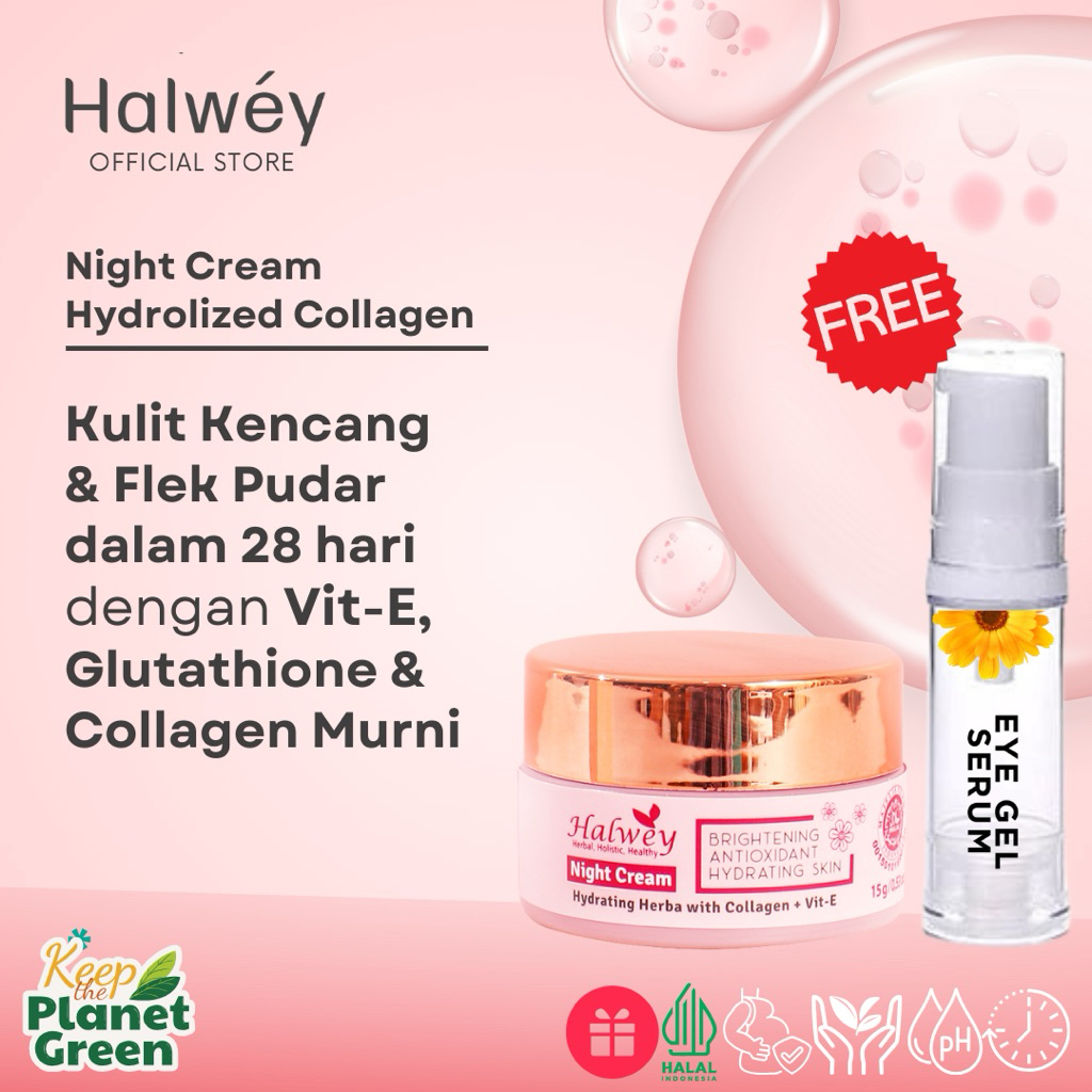 Jual KRIM MALAM NATURAL COLLAGEN Halwey PUDARKAN FLEK & BEKAS JERAWAT ...