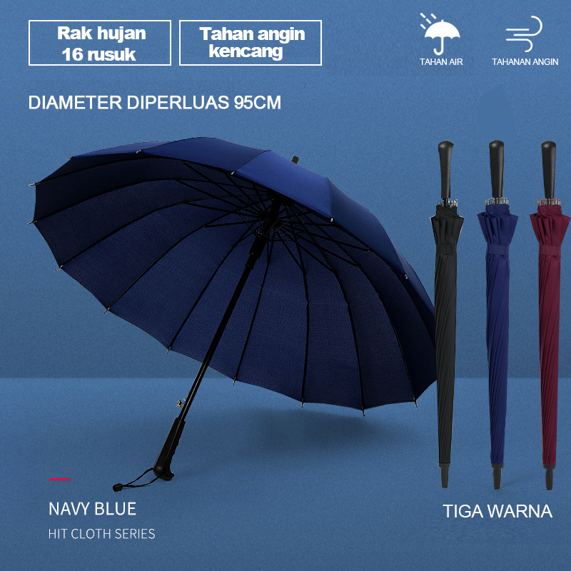 Jual Payung 16 Jari Polos Buka Otomatis Gagang Lurus Payung Pelangi ...