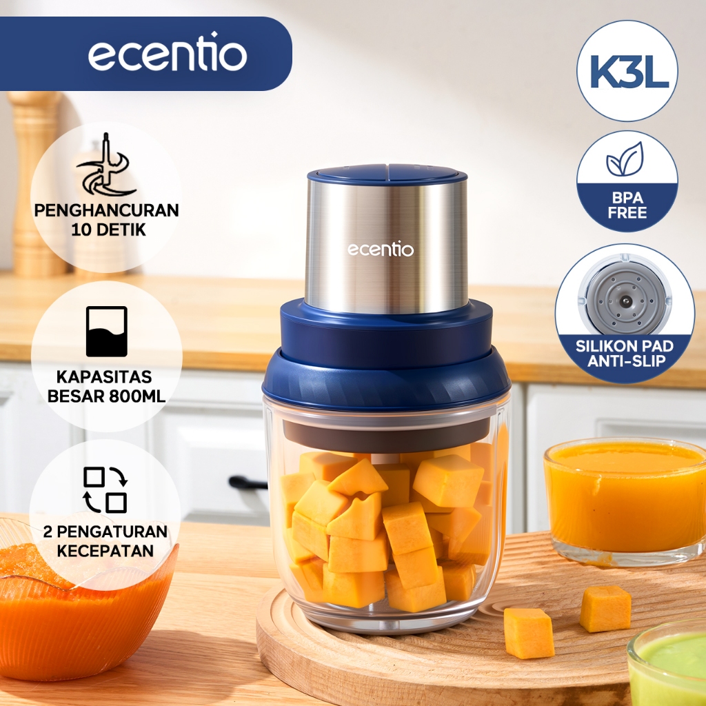 Jual ecentio Portable Multifungsi Blender Mini Chopper 800ml Blender ...