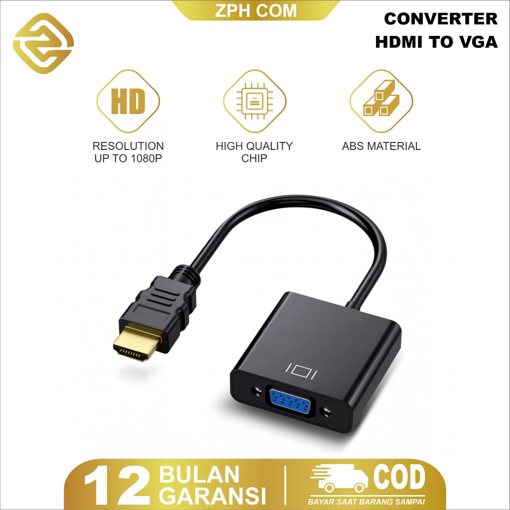 Jual Zph Adaptor Converter VGA to HDMI + Audio – Support HDTV, USB ...