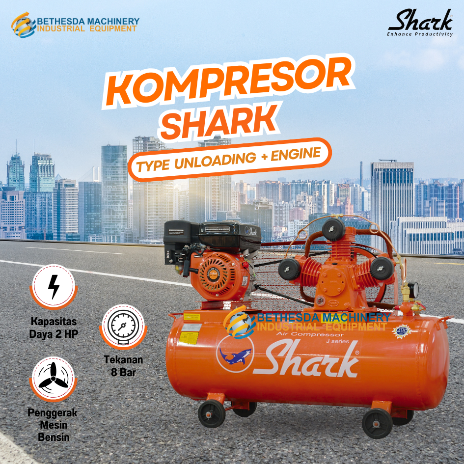 Jual Shark Air compresor / kompresor bensin 2 Hp 2hp lengkap mesin ...