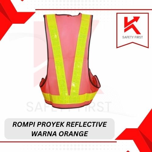 Jual ROMPI ORANGE Rompi Proyek Kerja Safety Reflektif Model V SAFE-T ...