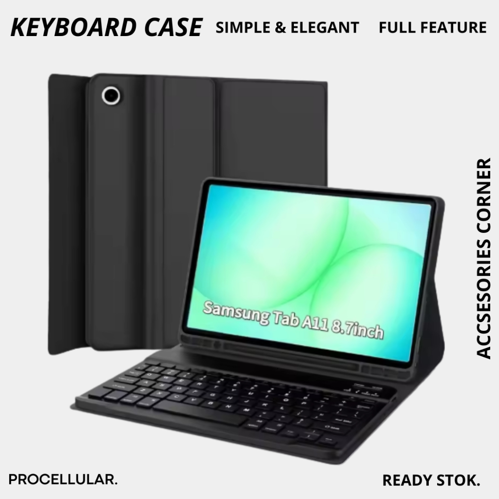 Jual Case Keyboard Samsung Galaxy TAB A11 8.7 Flip Leather Cover ...
