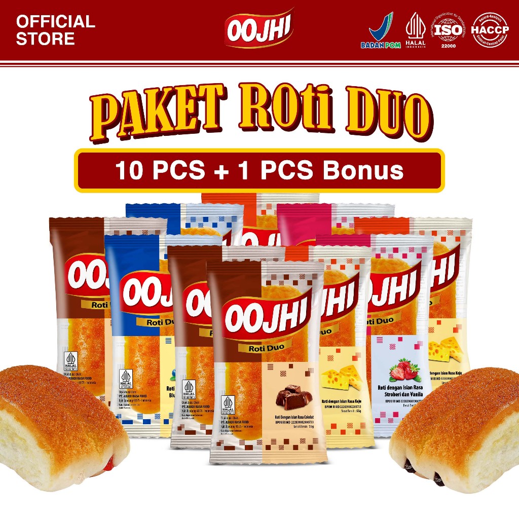 Jual [ISI 10] Paket Hemat Roti Duo (Cokelat, Keju, Stroberi & Vanila ...