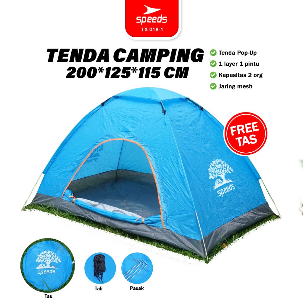 Jual SPEEDS Tenda Camping Biru Kapasitas 2 Orang Tenda Otomatis Outdoor ...