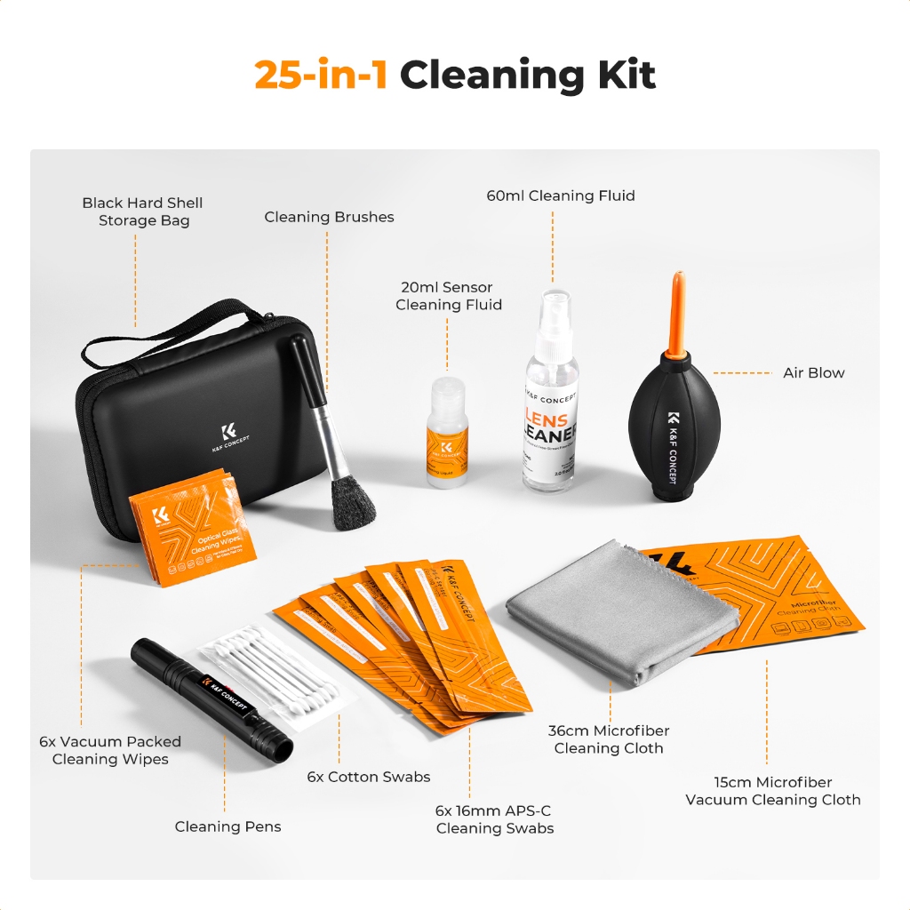 Jual Cleaning Kit Kamera APS-C 25in1 K&F Concept Professional Camera ...